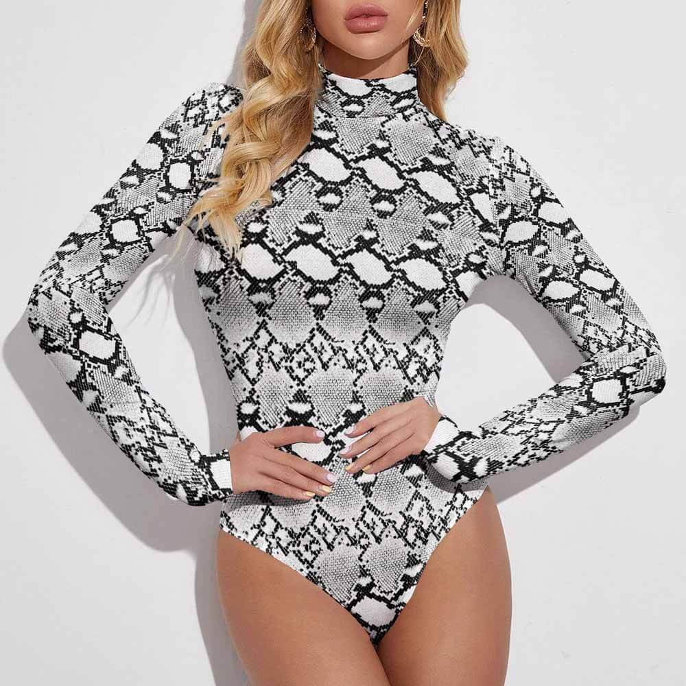 Langarmbody Stringbody Bodysuit Damenbody NZ056 für Damen Frauen mit Foto Muster Text selbst ...