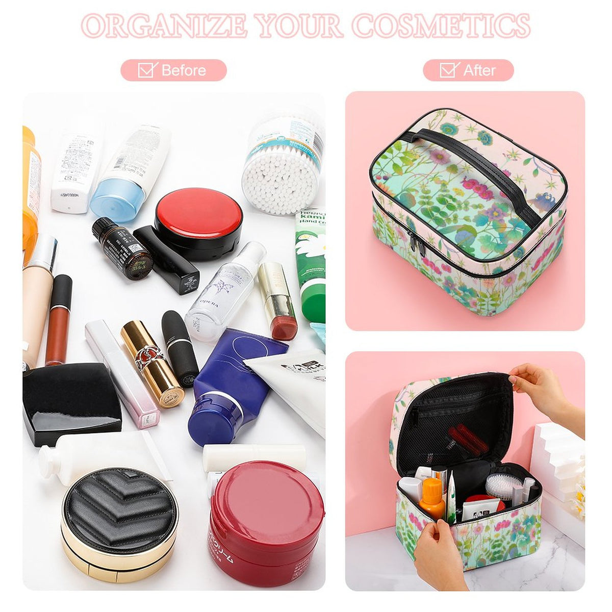 Kosmetikkoffer Leder personalisiert | Makeup Case mit Fächern (Verstel ...