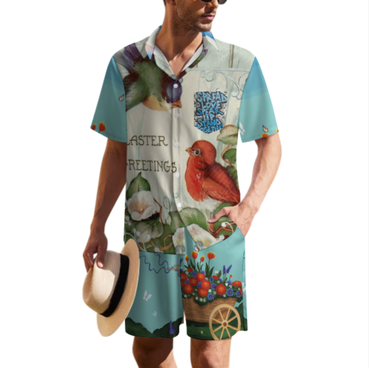 Multi-Image-Design Herren / Männer Kurzarmhemd Set Kurzarm und Shorts ...